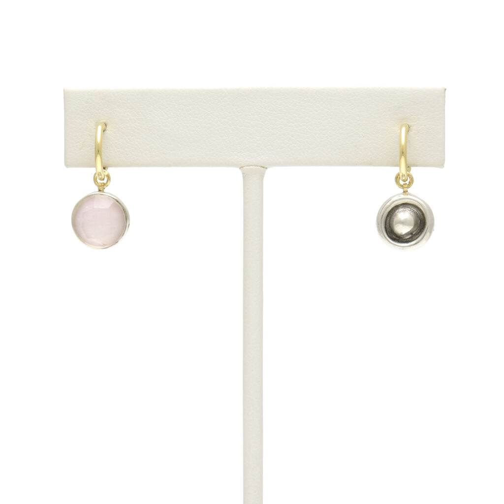 Silver Ball In Round Bezel Reversible Drop On Hoop Top - Vaubel Designs